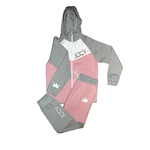 Jiggy Pink and Grey Jogging Suit – Git Jiggy LLC
